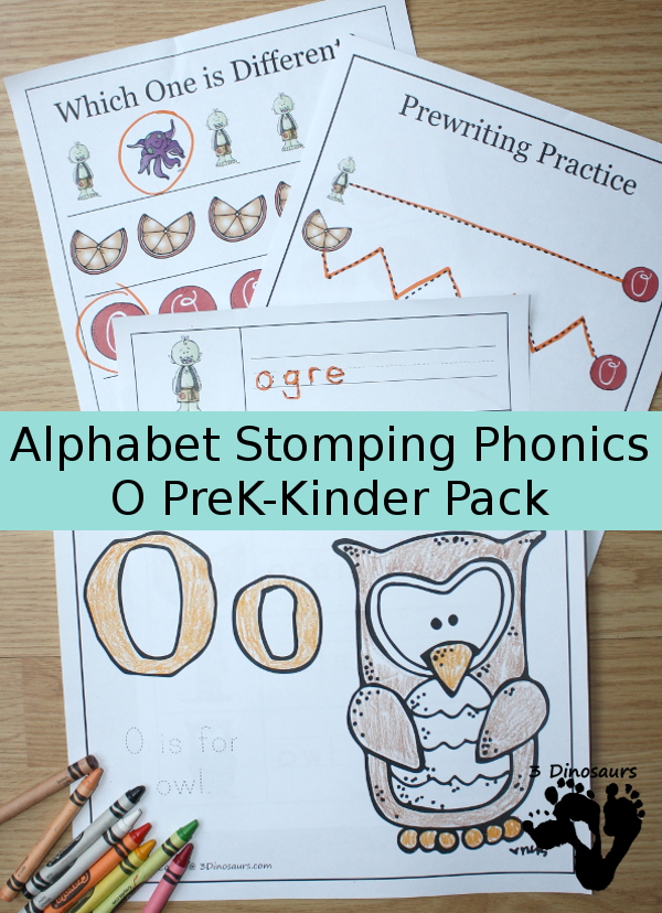 Free Alphabet Stomping Phonics O PreK-Kinder Pack | 3 Dinosaurs