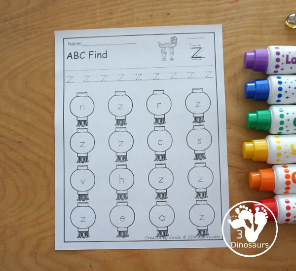 Lunar New Year ABC Letter Find – 3 Dinosaurs