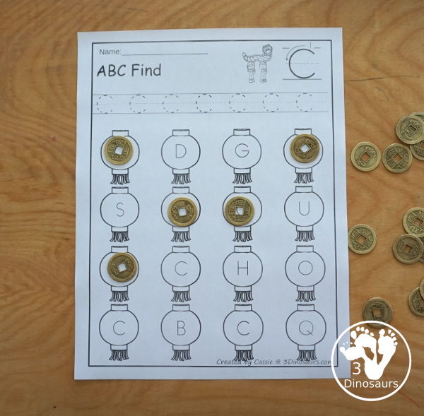 Lunar New Year ABC Letter Find – 3 Dinosaurs