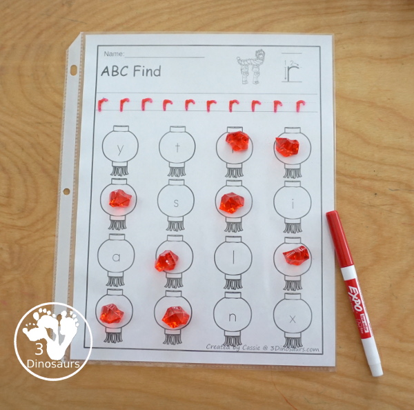 Lunar New Year ABC Letter Find – 3 Dinosaurs