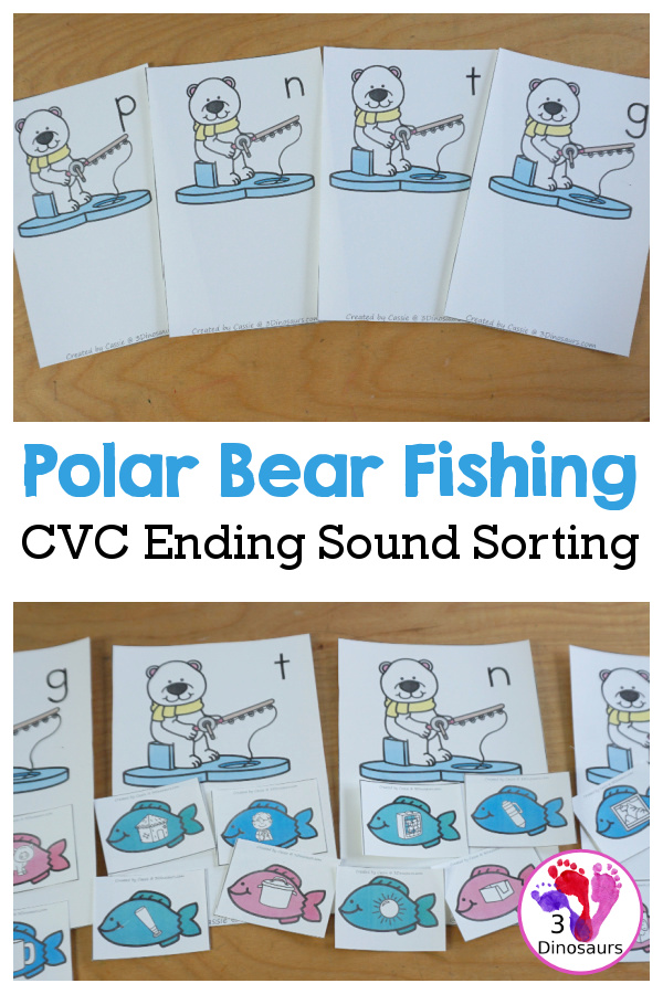 Free Polar Bear Ending CVC Word Sounds Sorting Printable 3 Dinosaurs Free Polar Bear Ending CVC Word Sounds Sorting Printable 3 Dinosaurs