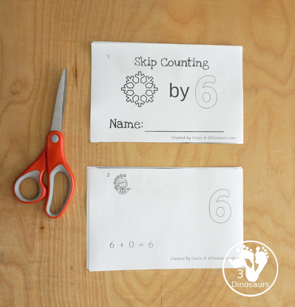 Free Winter Skip Counting By 6 Easy Reader Book | 3 Dinosaurs
