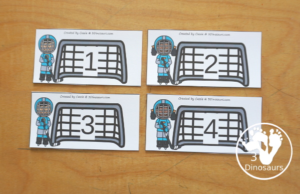 Free Hockey Number Sense Matching Printables – 3 Dinosaurs