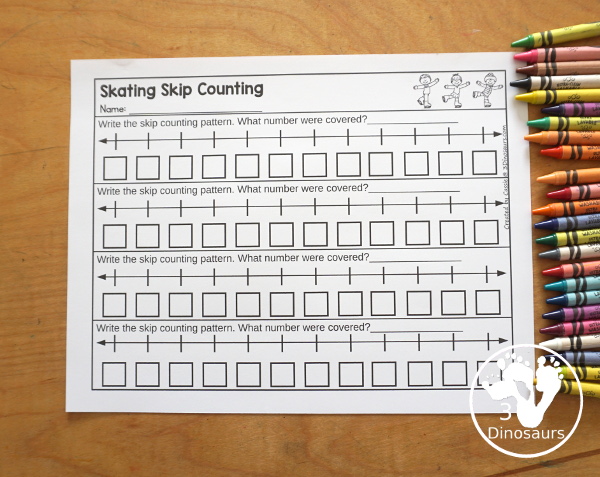 Free Ice Skate Skip Counting Number Line Printables: 2, 5, and 10 – 3 ...
