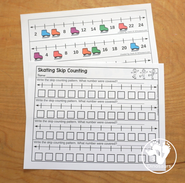 Free Ice Skate Skip Counting Number Line Printables: 2, 5, and 10 – 3 ...