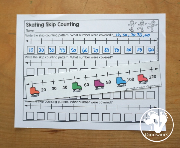 Free Ice Skate Skip Counting Number Line Printables: 2, 5, and 10 – 3 ...