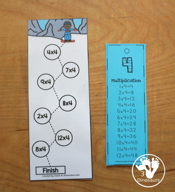 Free Skiing Multiplication Practice Printable – 3 Dinosaurs