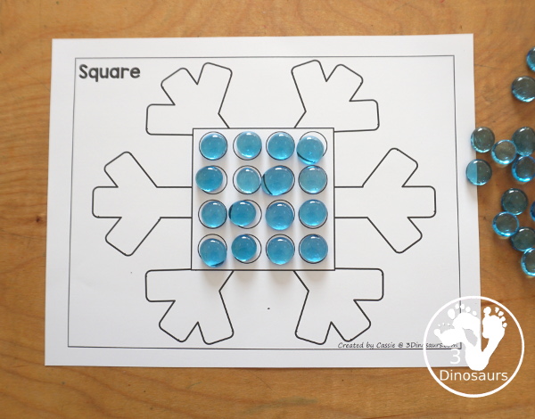 Free Snowflake Shape Dot Marker Printable – 3 Dinosaurs
