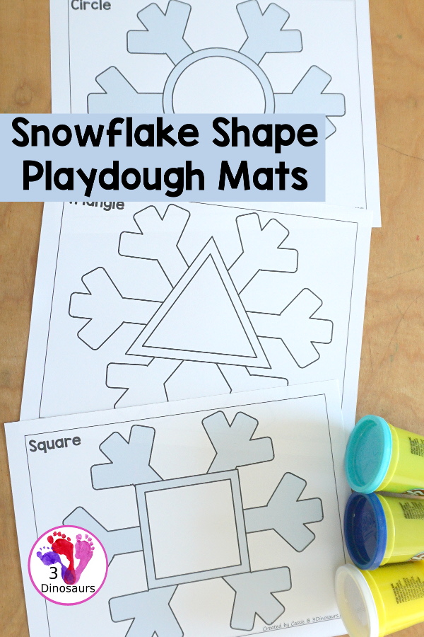 Free Snowflake Shape Playdough Mat Printables – 3 Dinosaurs