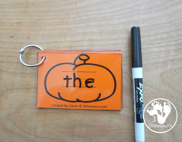 Free Pumpkin Sight Word Tracing Card Printables – 3 Dinosaurs
