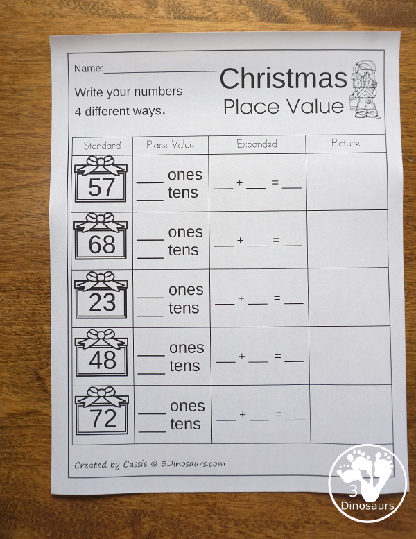 Easy To Use No-Prep Free Christmas Place Value Printable Worksheet – 3 ...