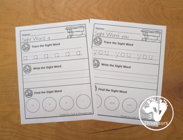 Sight Word Find, Write & Trace Simple Printable – All 220 Dolch Sight ...