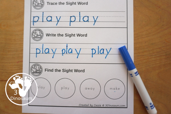 Sight Word Find, Write & Trace Simple Printable – All 220 Dolch Sight ...