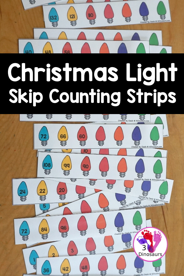Free Christmas Light Skip Counting Strip Printables – 3 Dinosaurs