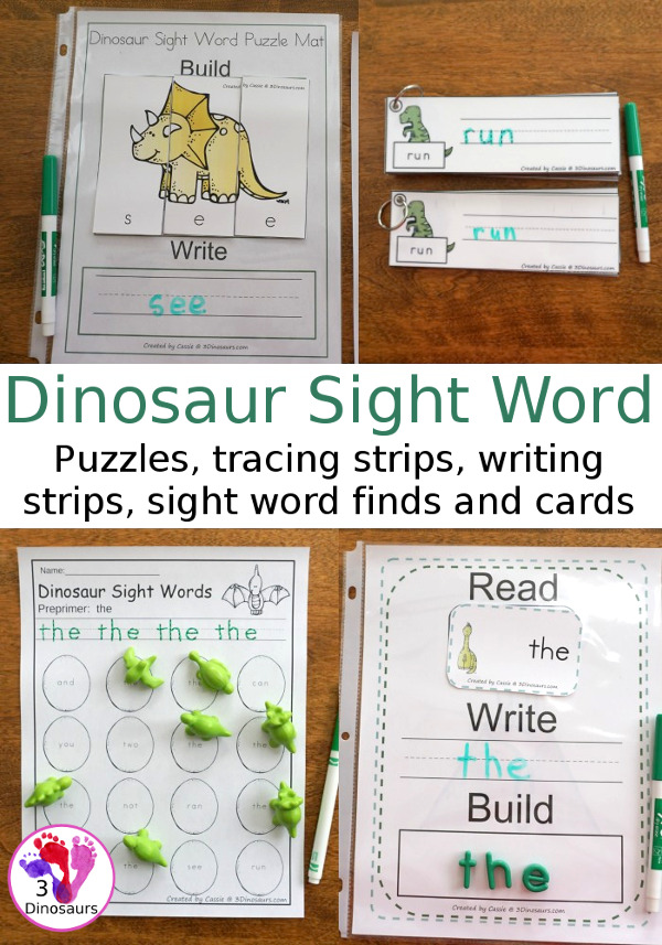 Dinosaur Sight Word Activities for 220 Sight Words! – 3 Dinosaurs