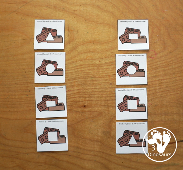 Free Three Little Pigs Shape Sorting Printable – 3 Dinosaurs