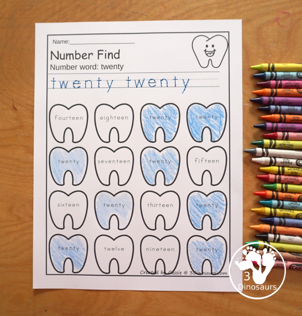 12+ Dental Heath Printables & Activities – 3 Dinosaurs