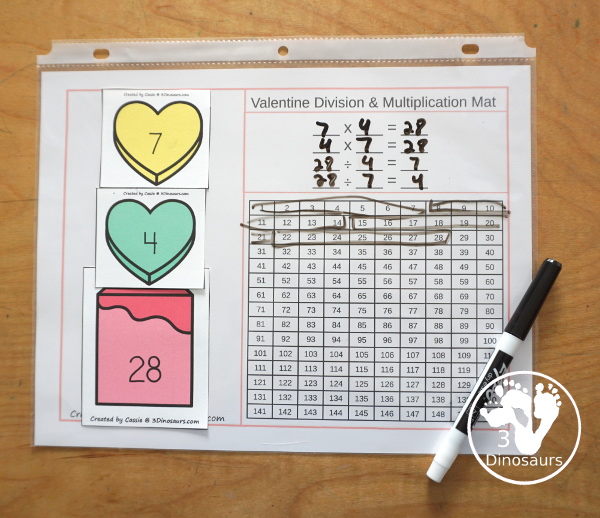 Valentine Multiplication & Division Cut & Paste & Puzzles Printables ...