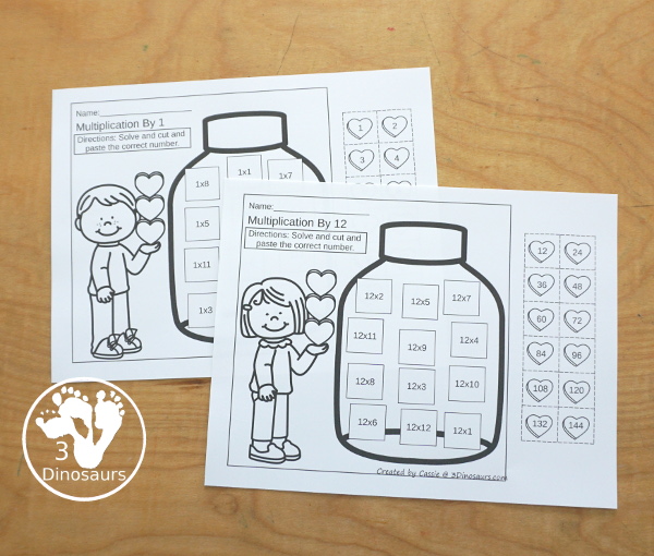 Valentine Multiplication & Division Cut & Paste & Puzzles Printables ...