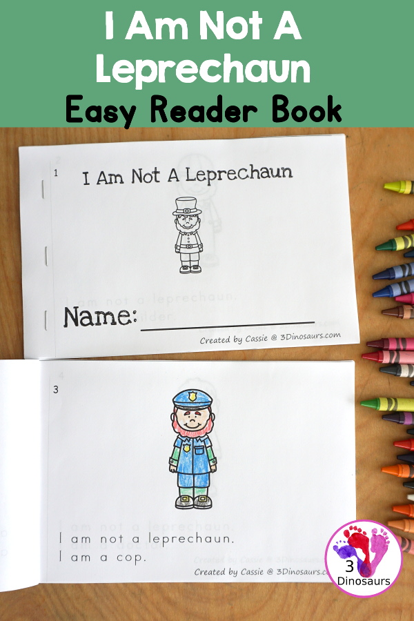 Free I Am Not a Leprechaun Easy Reader Book Printable – 3 Dinosaurs