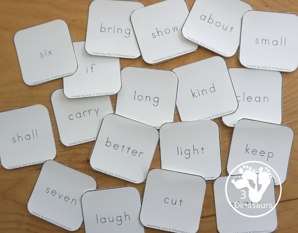 Free Cube Sight Word Flashcards – All 220 Dolch Sight Words | 3 Dinosaurs