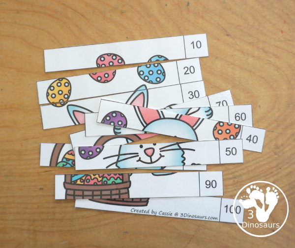 Free Easter Skip Counting Puzzles – 12 Printable Puzzles – 3 Dinosaurs
