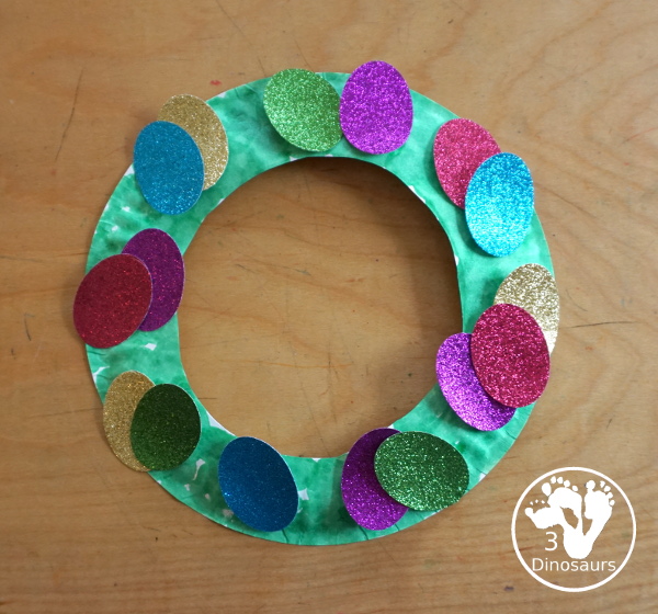 Glitter Easter Egg Wreath Craft – 3 Dinosaurs