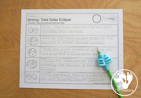 Free Solar Eclipse Words Book – 3 Dinosaurs