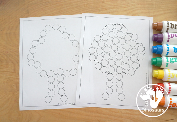 Free Tree Fine Motor Mat Printables – 3 Dinosaurs