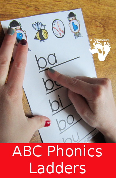 Free ABC Phonics Ladders: A Consonant Vowel Blend Printable – 3 Dinosaurs