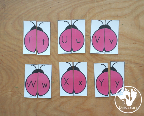 Free Ladybug ABC Matching Puzzle Printables – 3 Dinosaurs