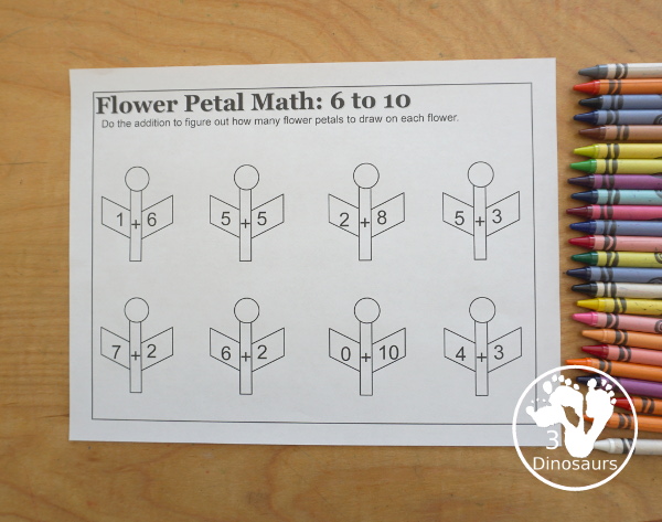 Free Flower Petal Counting & Math Printable – 3 Dinosaurs
