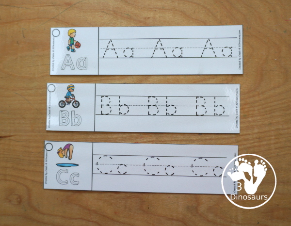 31+ ABC Tracing Strips – All 26 Letters of the Alphabet – 3 Dinosaurs