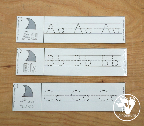 Free Shark ABC Tracing Strip Printables – 3 Dinosaurs