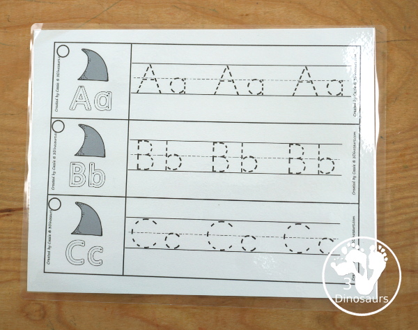Free Shark ABC Tracing Strip Printables – 3 Dinosaurs