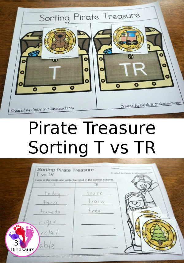 Hands-On Learning With Pirate Treasure Sorting T vs TR | 3 Dinosaurs