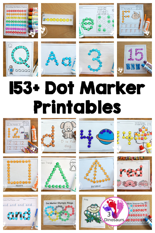 153+ Dot Marker Printables & Activities! | 3 Dinosaurs