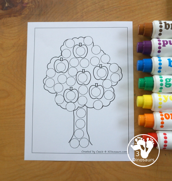 Free Apple Tree Fine Motor Mats – 3 Dinosaurs