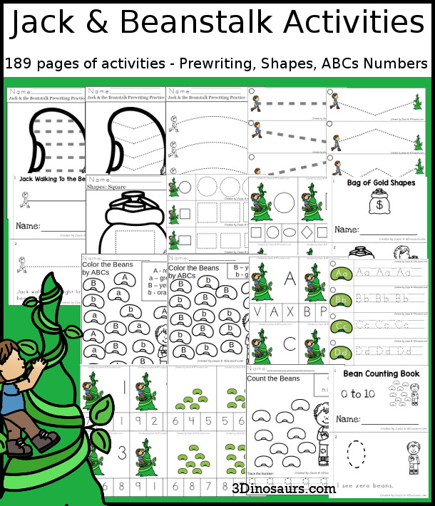 Jack & the Beanstalk Activity Pack: Prewriting, Shapes, ABCs, and ...
