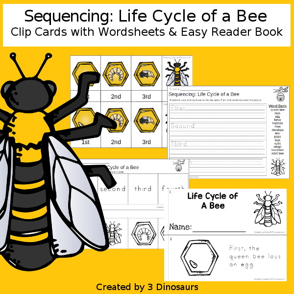 Sequencing: Life Cycle of a Bee – 3 Dinosaurs