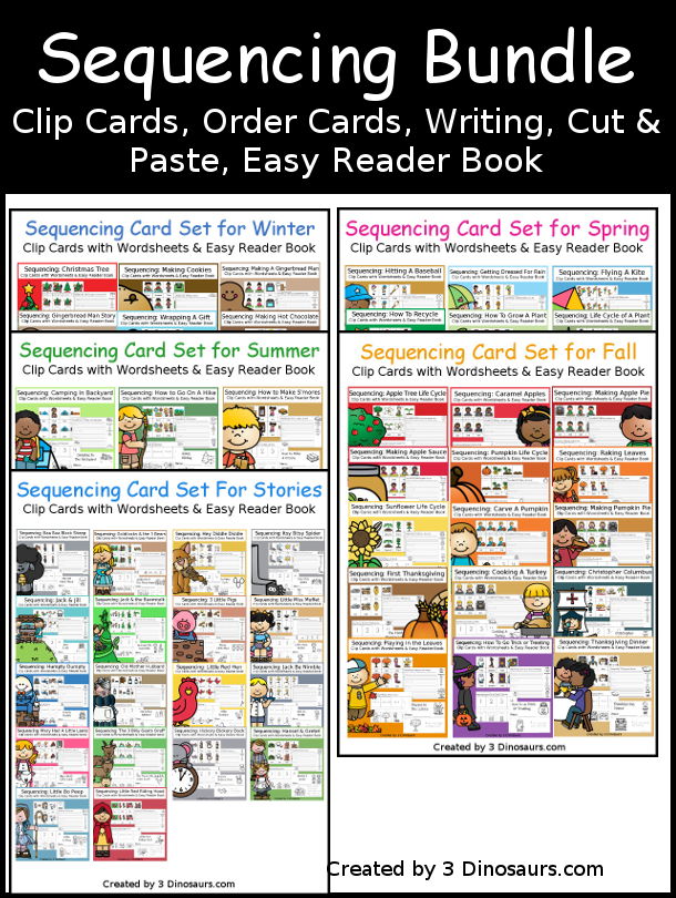104+ Sequencing Printables For Kids – 3 Dinosaurs