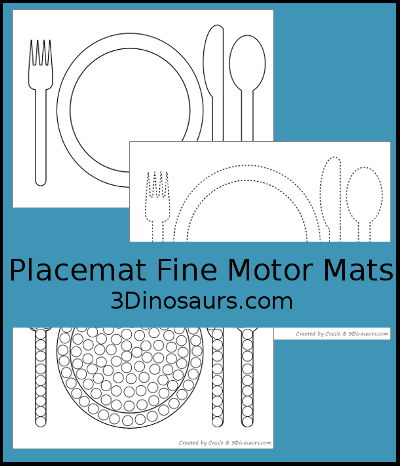 3 Dinosaurs - Placemat Fine Motor Mat