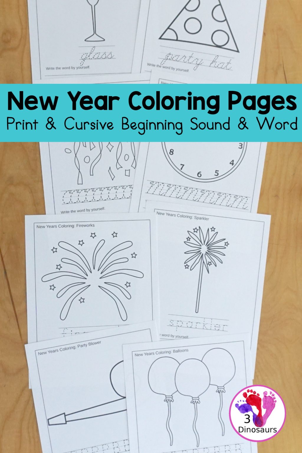 printable pack – 3 Dinosaurs