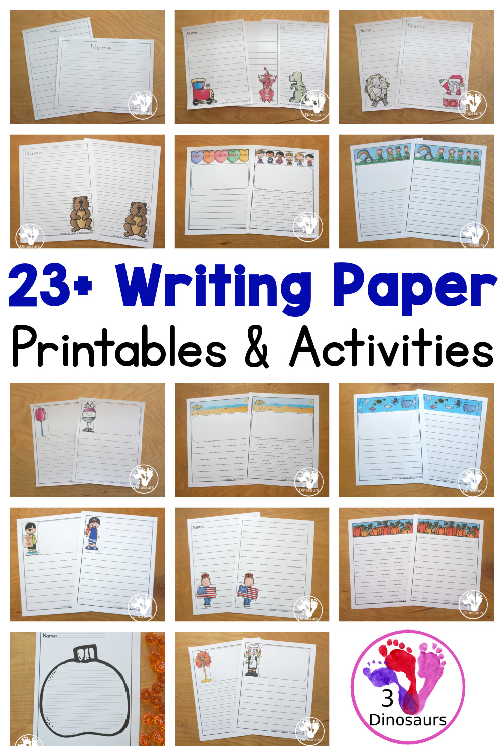 3 Dinosaurs – Stomping, Romping, and Roaring Printables, Crafts & More