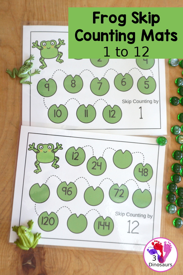 Free Frog Skip Counting Mat Printables – 3 Dinosaurs