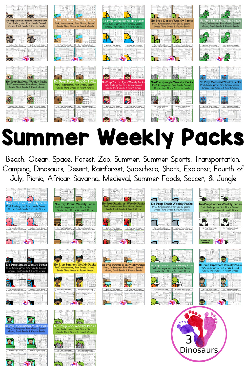 printable pack – 3 Dinosaurs