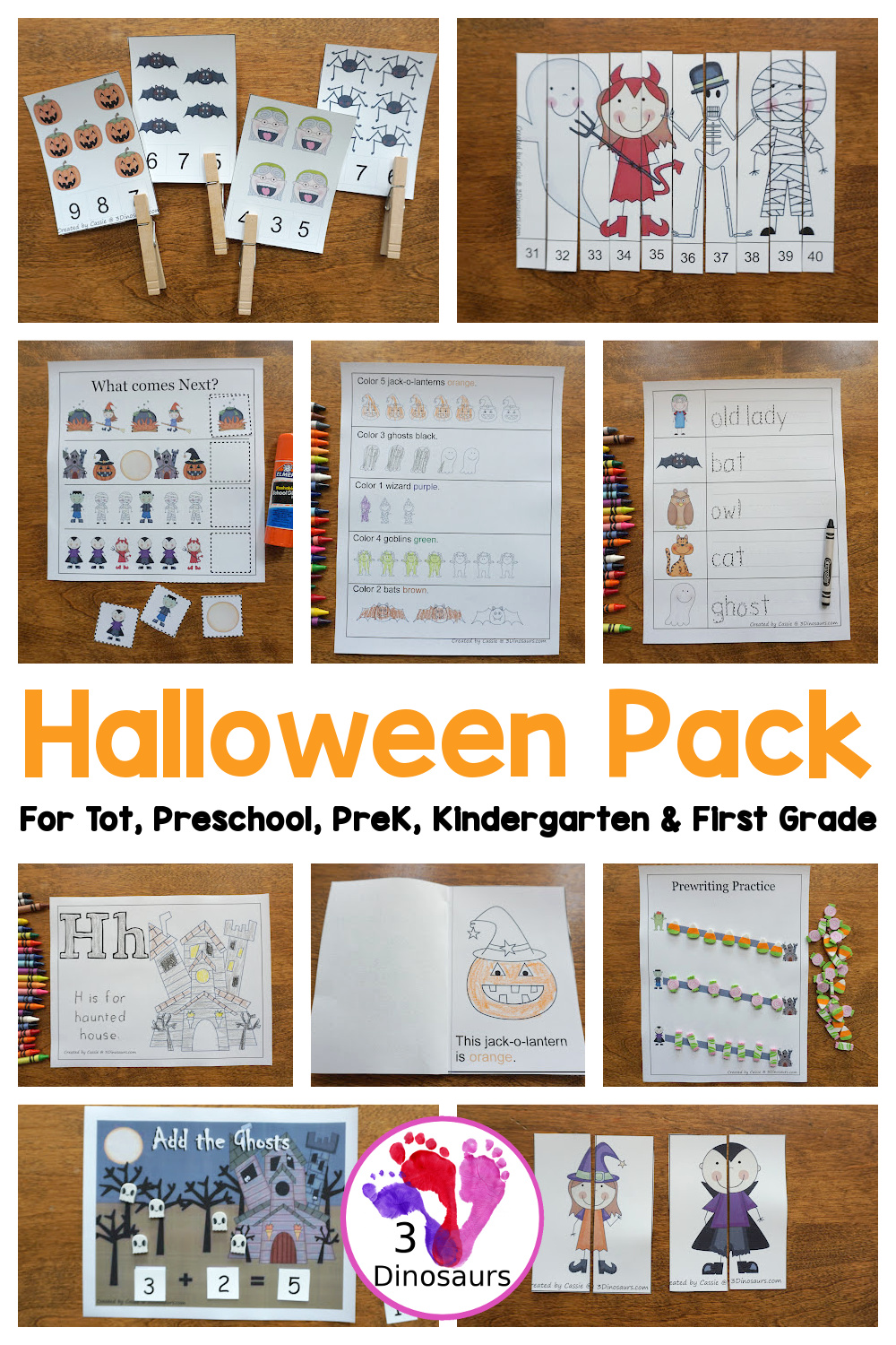 printable pack – 3 Dinosaurs
