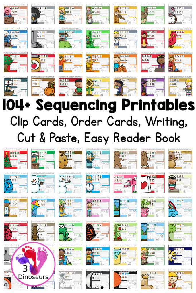 104+ Sequencing Printables For Kids – 3 Dinosaurs