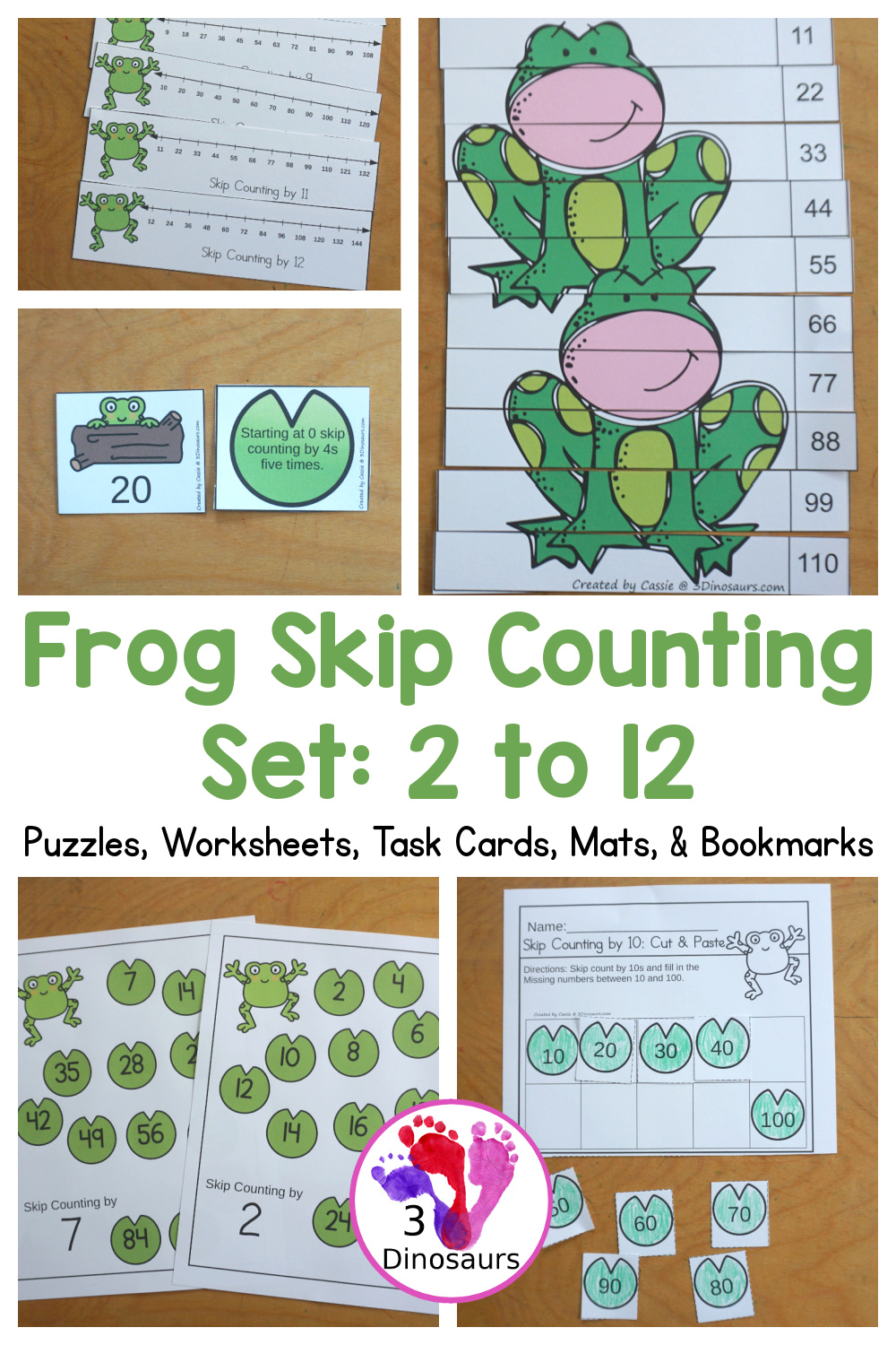 skip counting – 3 Dinosaurs