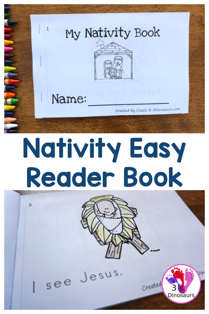 Free Nativity Easy Reader Book Printable for Kids – 3 Dinosaurs
